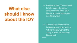 Detailed Powerpoint on the The Individual Oral for the IB | PPTX