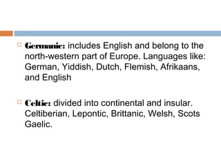 The indo european family of languages | PPT