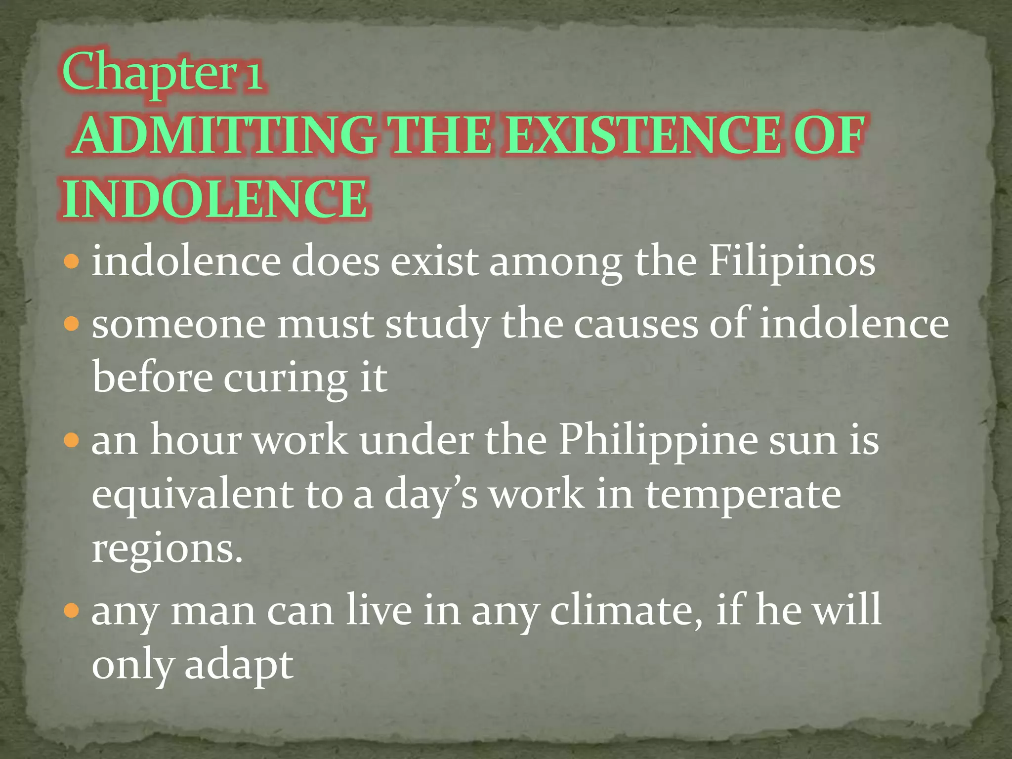 The Indolence of Filipinos | PPTX