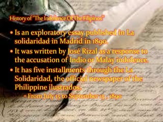 The Indolence of Filipinos | PPTX