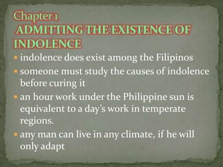 The Indolence of Filipinos | PPTX