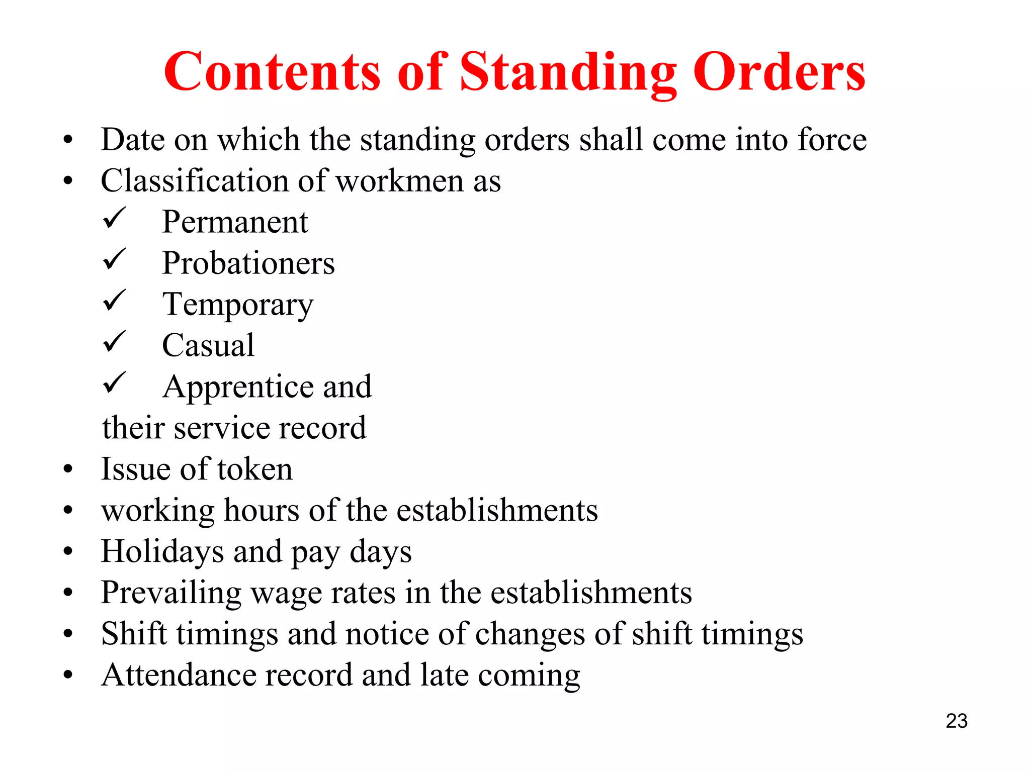 The Industrial Employment Standing Orders Act, 1946 | PPTX