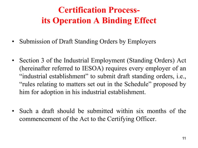 The Industrial Employment Standing Orders Act, 1946 | PPTX