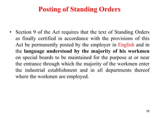 The Industrial Employment Standing Orders Act, 1946 | PPTX