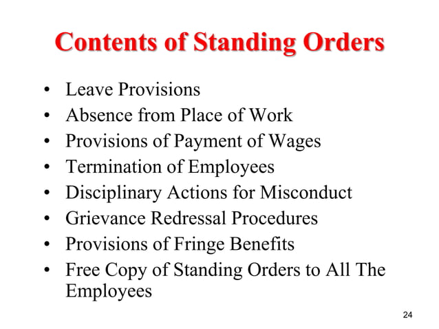 The Industrial Employment Standing Orders Act, 1946 | PPTX