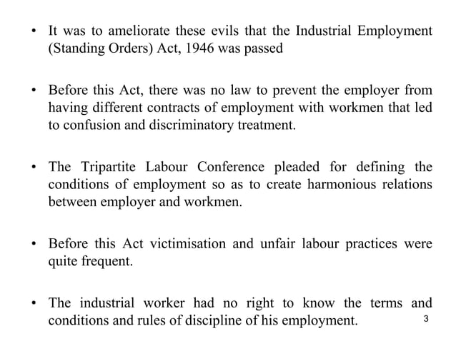 The Industrial Employment Standing Orders Act, 1946 | PPTX