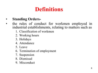 The Industrial Employment Standing Orders Act, 1946 | PPTX