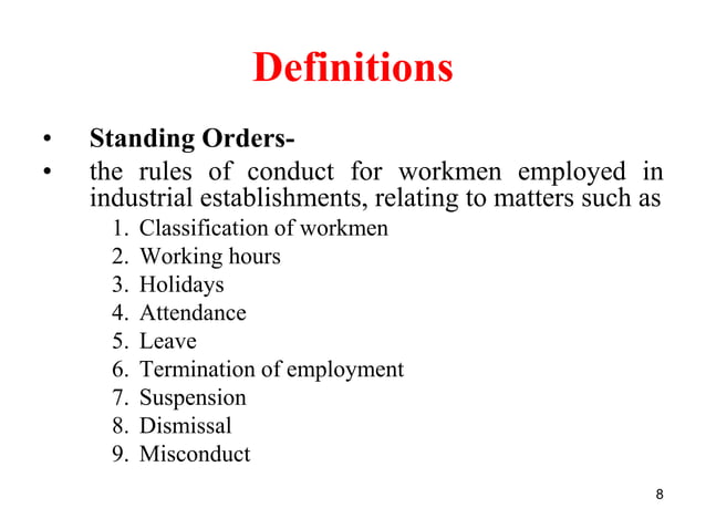 The Industrial Employment Standing Orders Act, 1946 | PPTX
