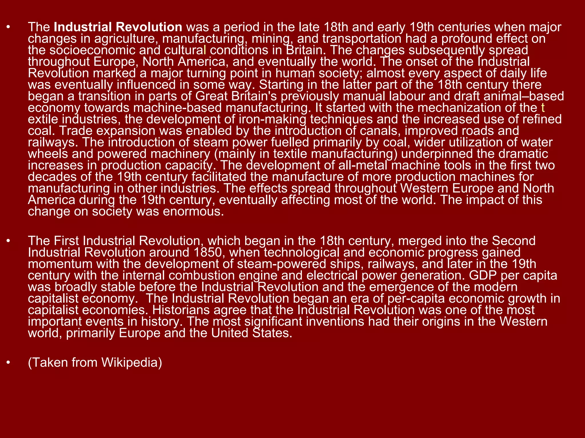 The Industrial Revolution | PPT