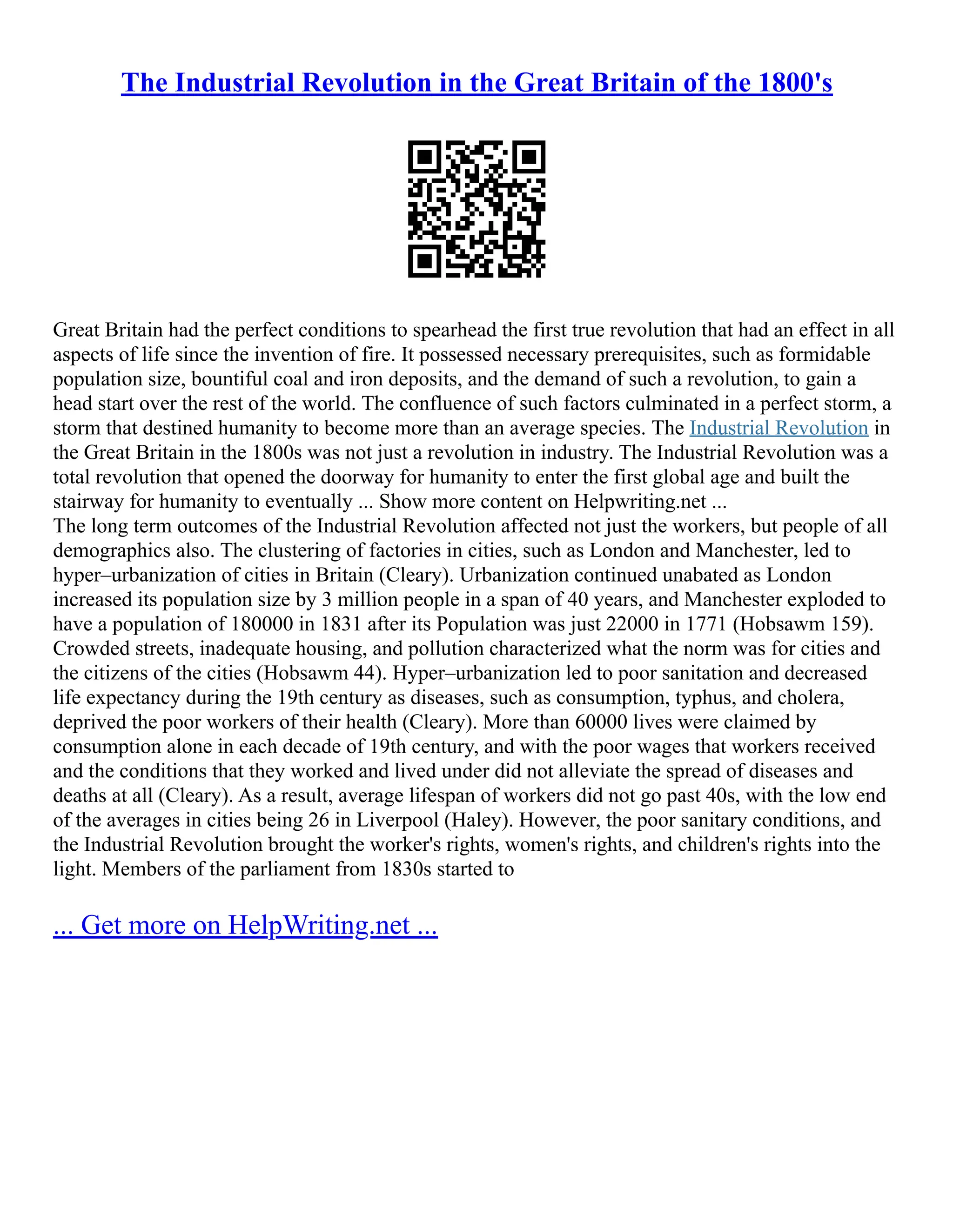 The Industrial Revolution And Its Long-Term Effects | PDF