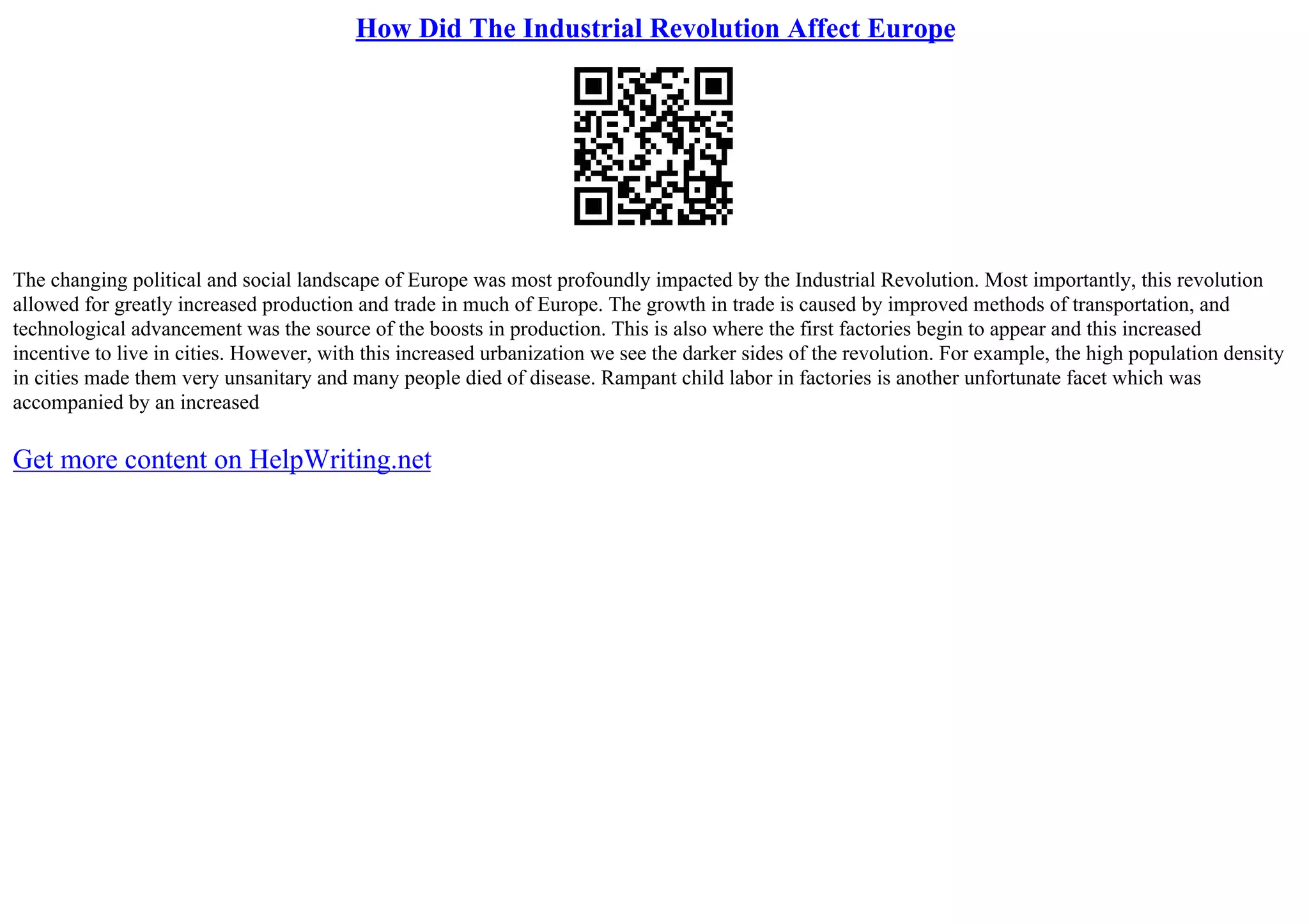 The Industrial Revolution In Europe | PDF