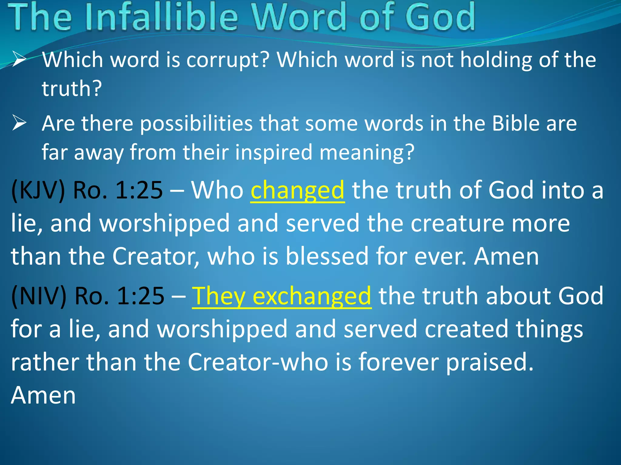 The infallible word of god | PPTX