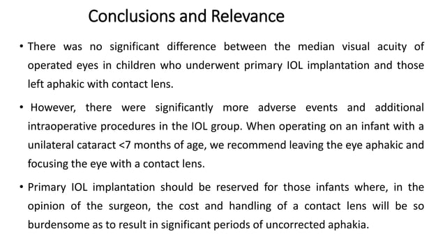 The Infant Aphakia Treatment Study.pptx | Eye and Vision Conditions ...