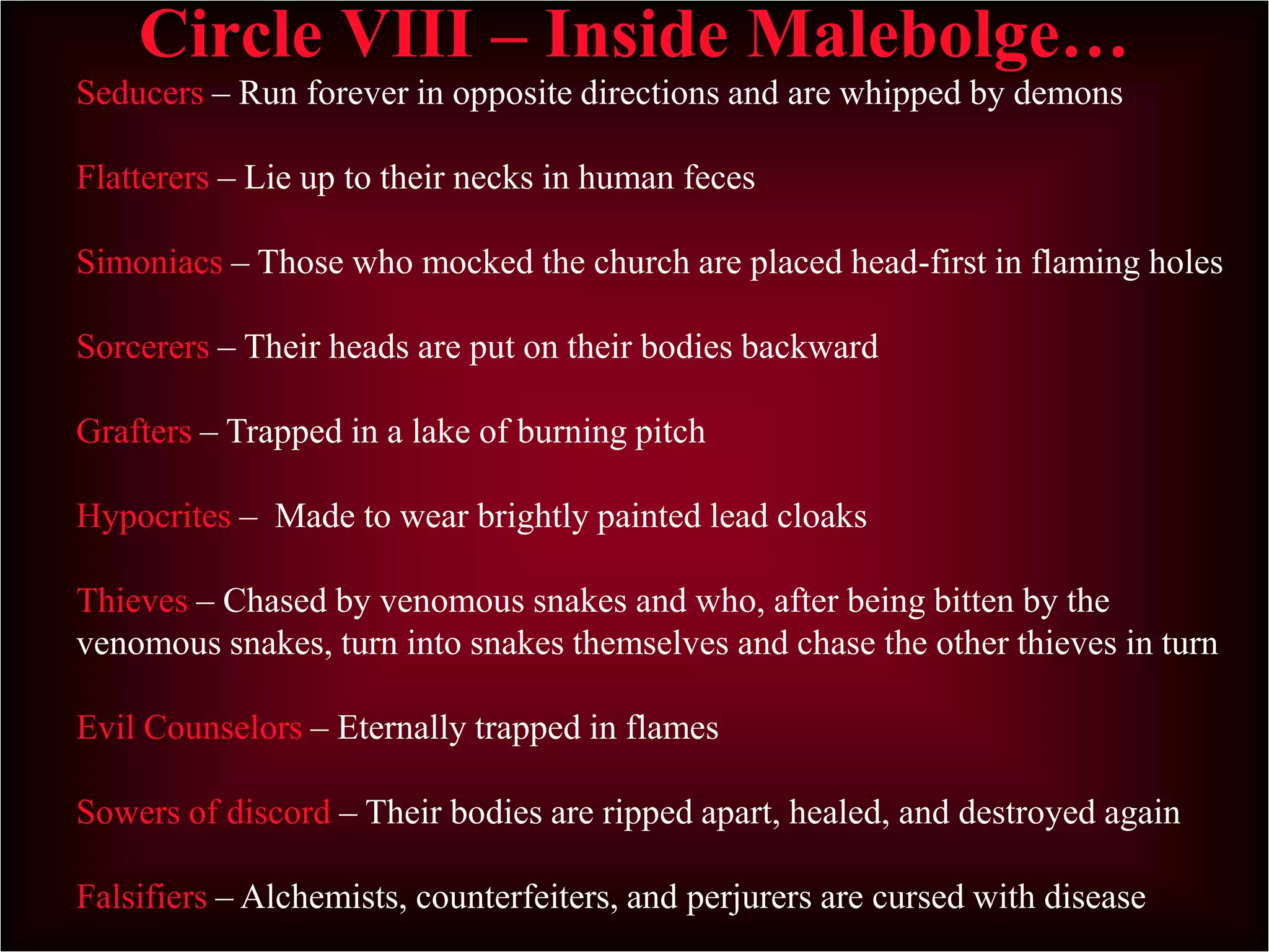 Dante's Inferno - The Nine Levels of Hell | PPTX