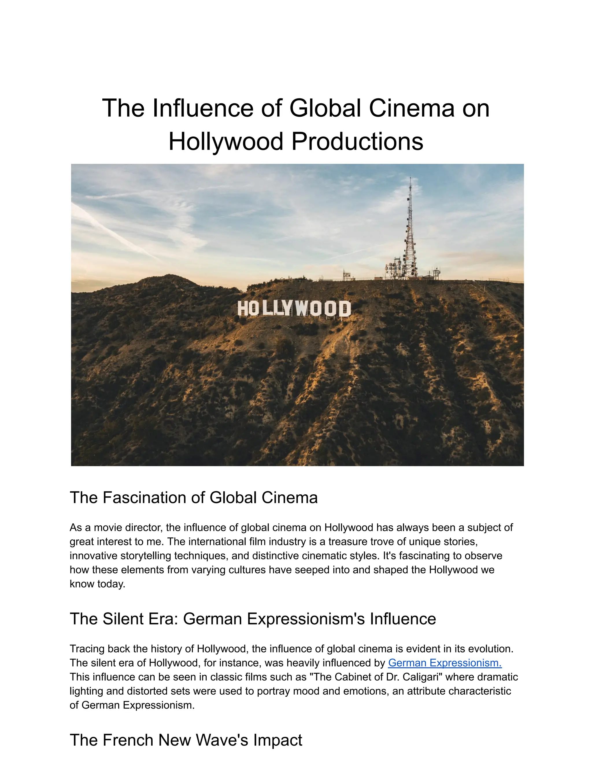 The Influence of Global Cinema on Hollywood Productions | PDF