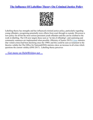 The Influence Of Labelling Theory On Criminal Justice Policy | PDF