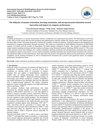 The influence of market orientation, learning orientation, and ...