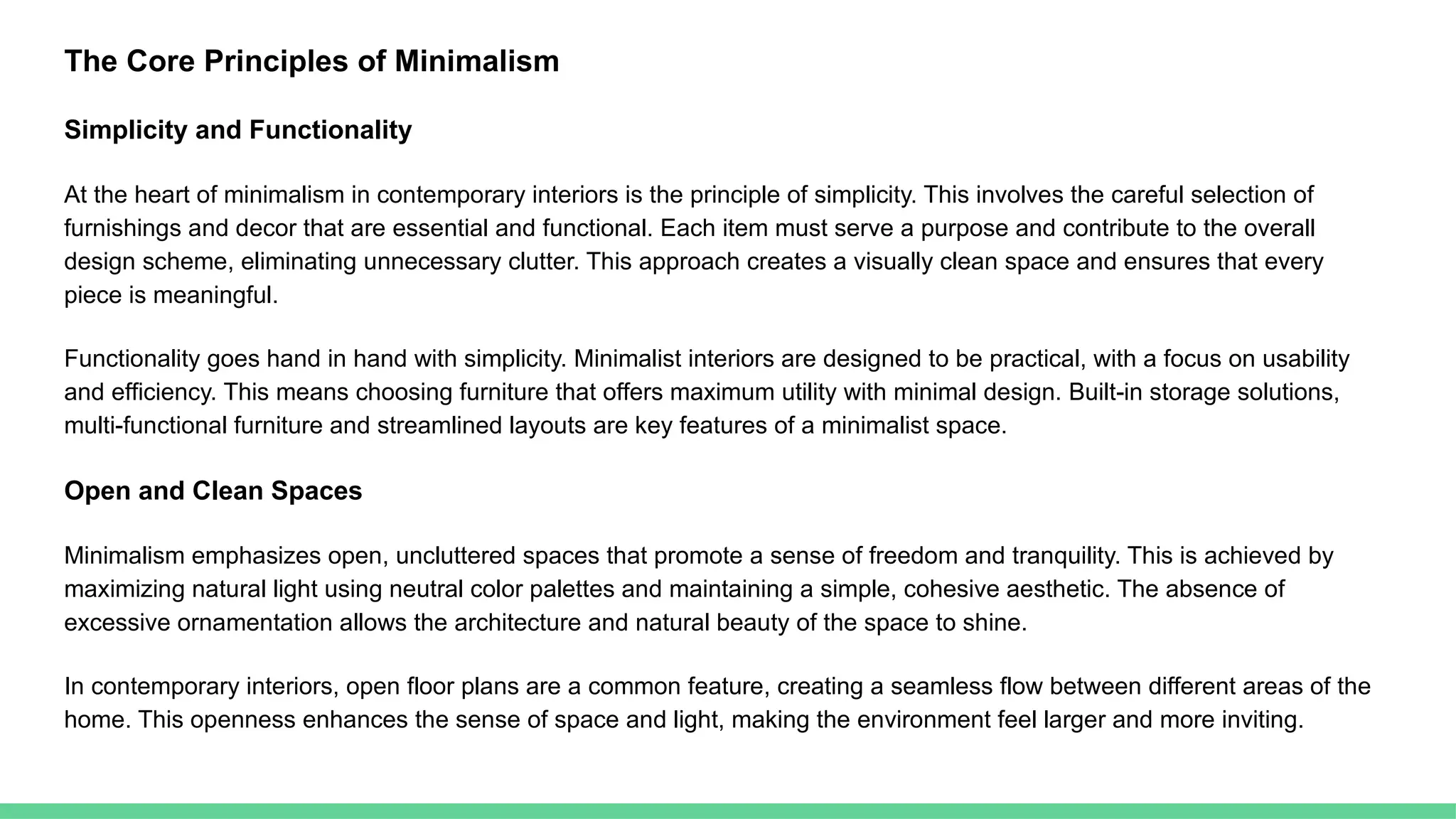 The Influence of Minimalism in Contemporary Interiors. | PPTX