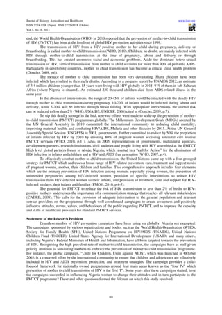 The influence of prevention of mother to-child hiv transmission campaigns on the knowledge | PDF