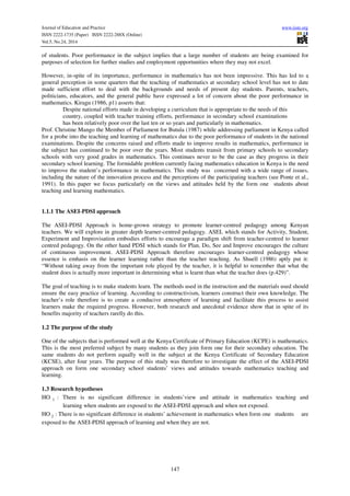 The influence of the asei pdsi approach on students' views and | PDF