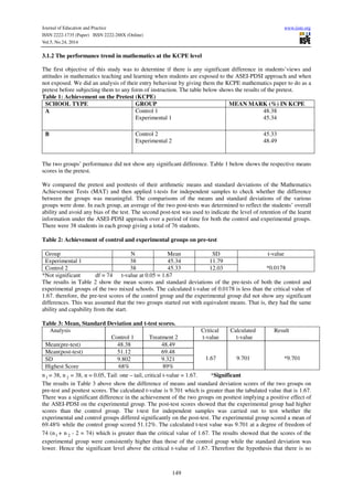 The influence of the asei pdsi approach on students' views and | PDF