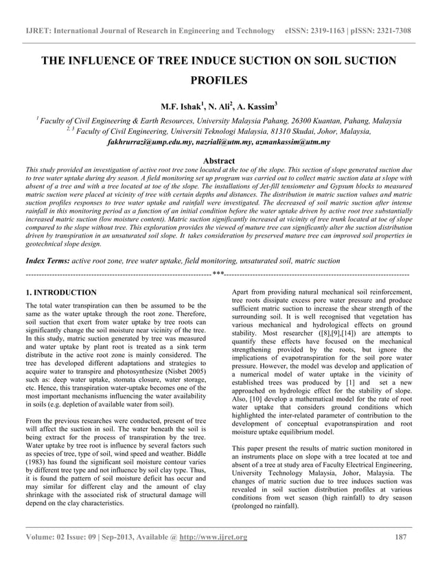 The influence of tree induce suction on soil suction profiles | PDF ...