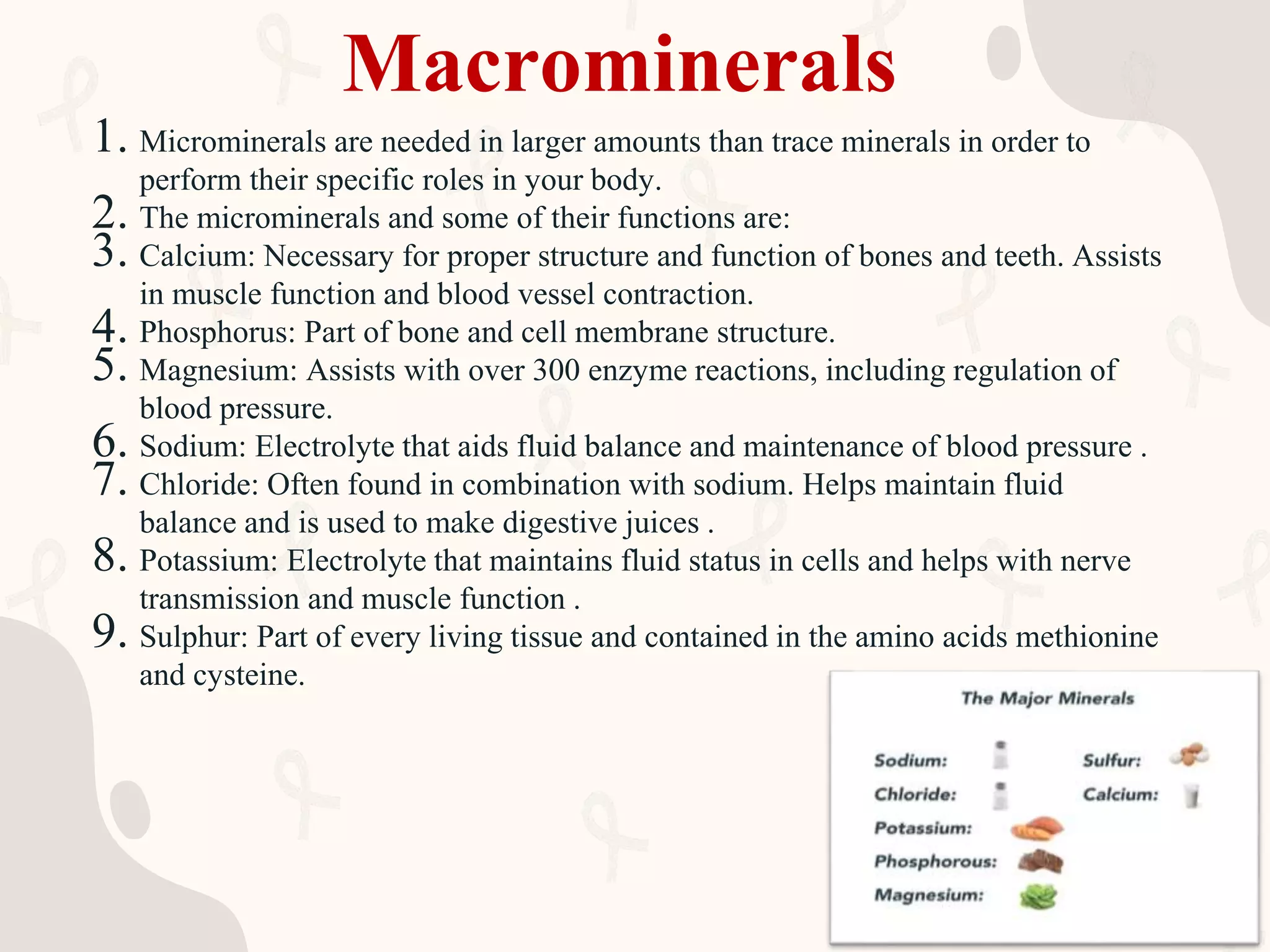 The influence of vitamins, macro and microelements on metabolic ...