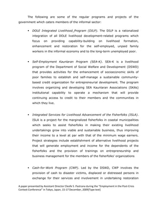 The informal sector and non regular employment in the philippines | PDF
