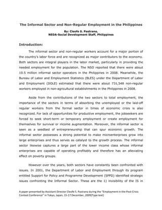 The informal sector and non regular employment in the philippines | PDF