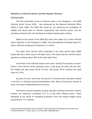 The informal sector and non regular employment in the philippines | PDF