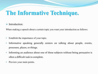 The informative speaking technique | PPTX