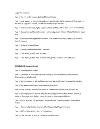 The Informer (international poetry magazine) complete contents 1966 ...
