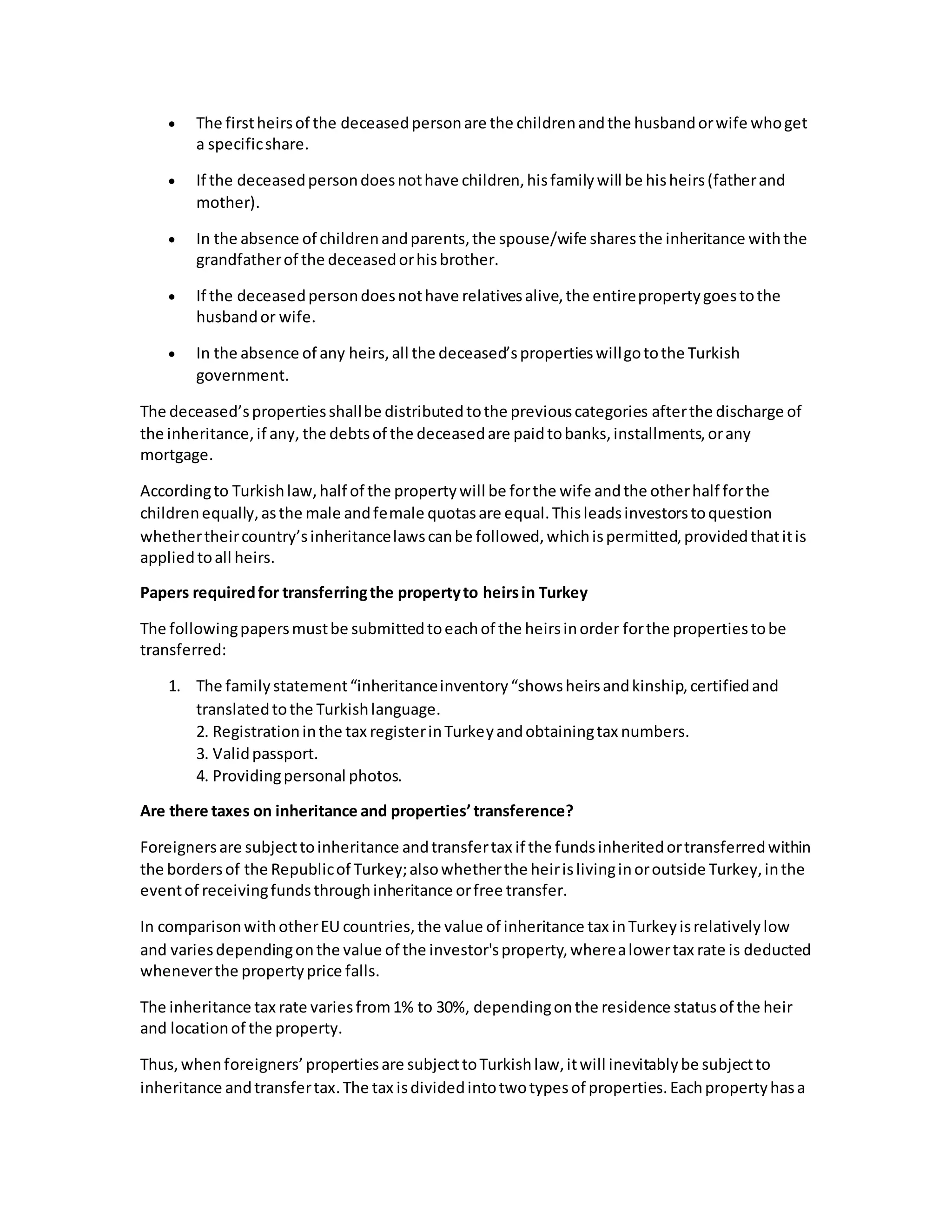 The inheritance law and the transfer inheritance tax in turkey | PDF