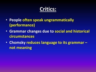 The innateness theory chomsky presentation | PPTX