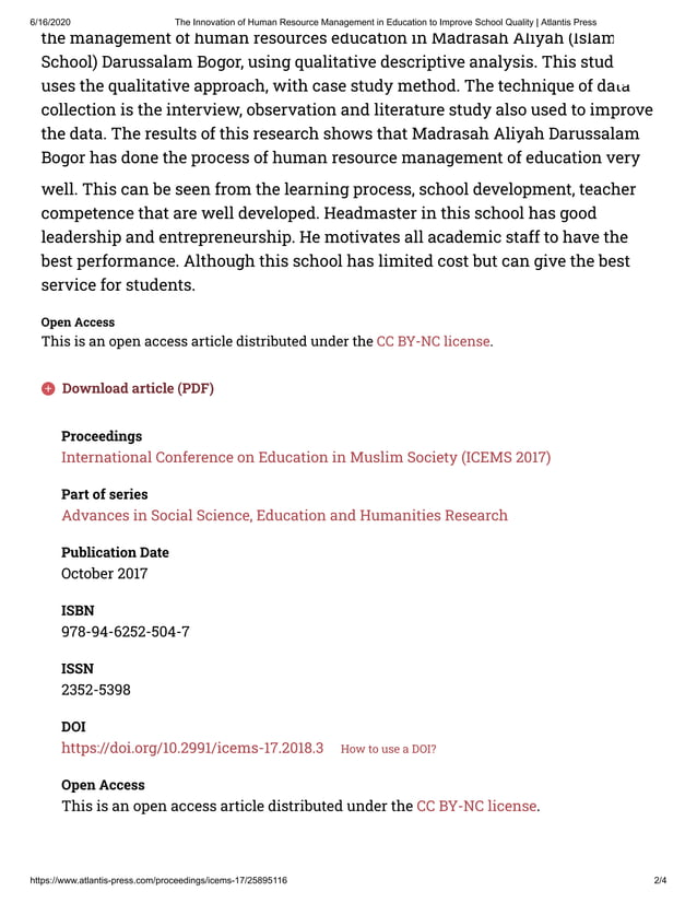 The innovation of human resource management in education to improve school quality | PDF ...