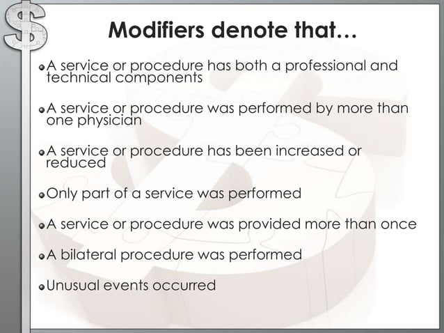 The In's and Out's of Coding with Modifiers | PPTX | Surgery | Medical ...