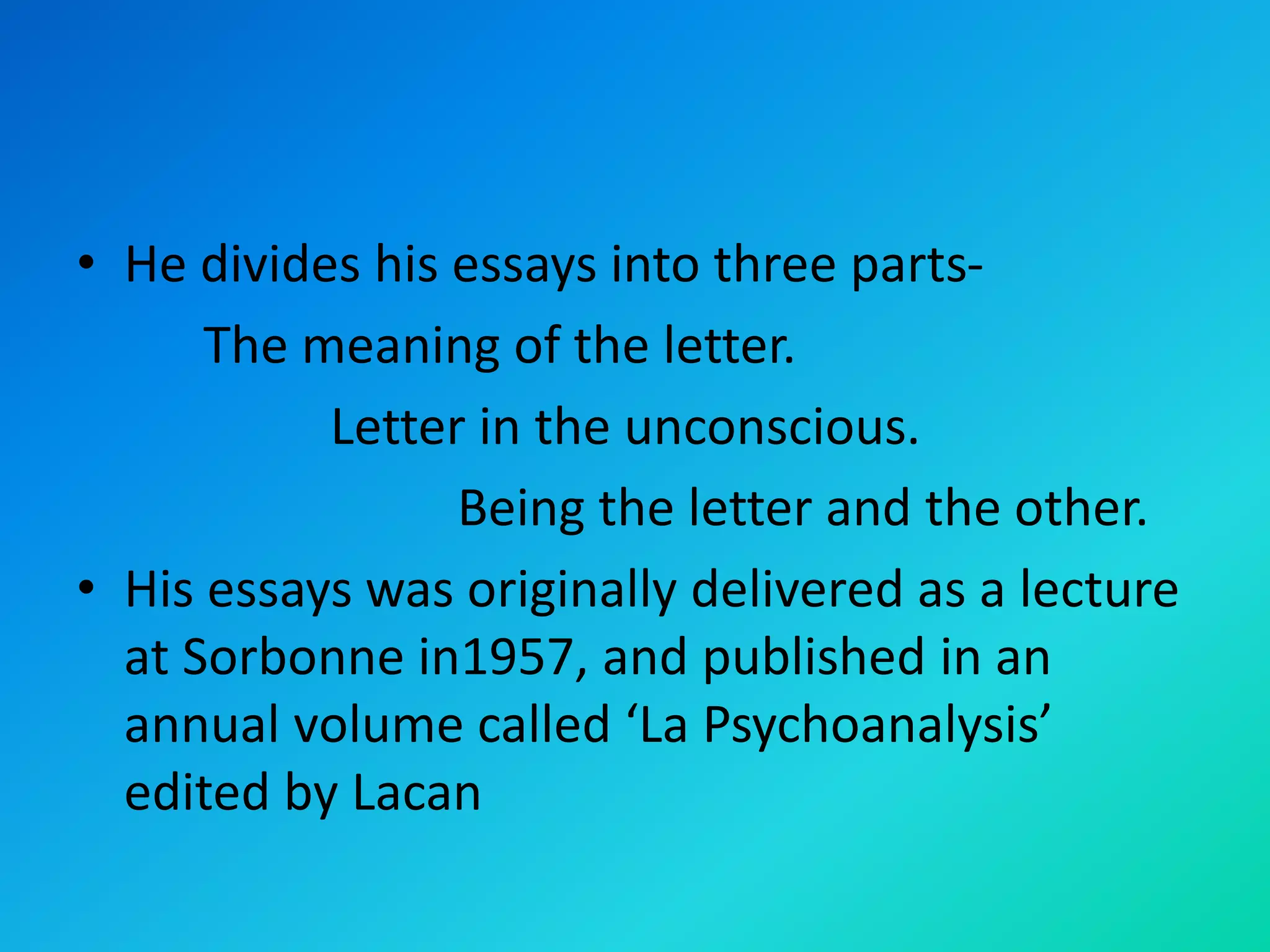 The insistence in the letter of unconsious ppt | PPTX