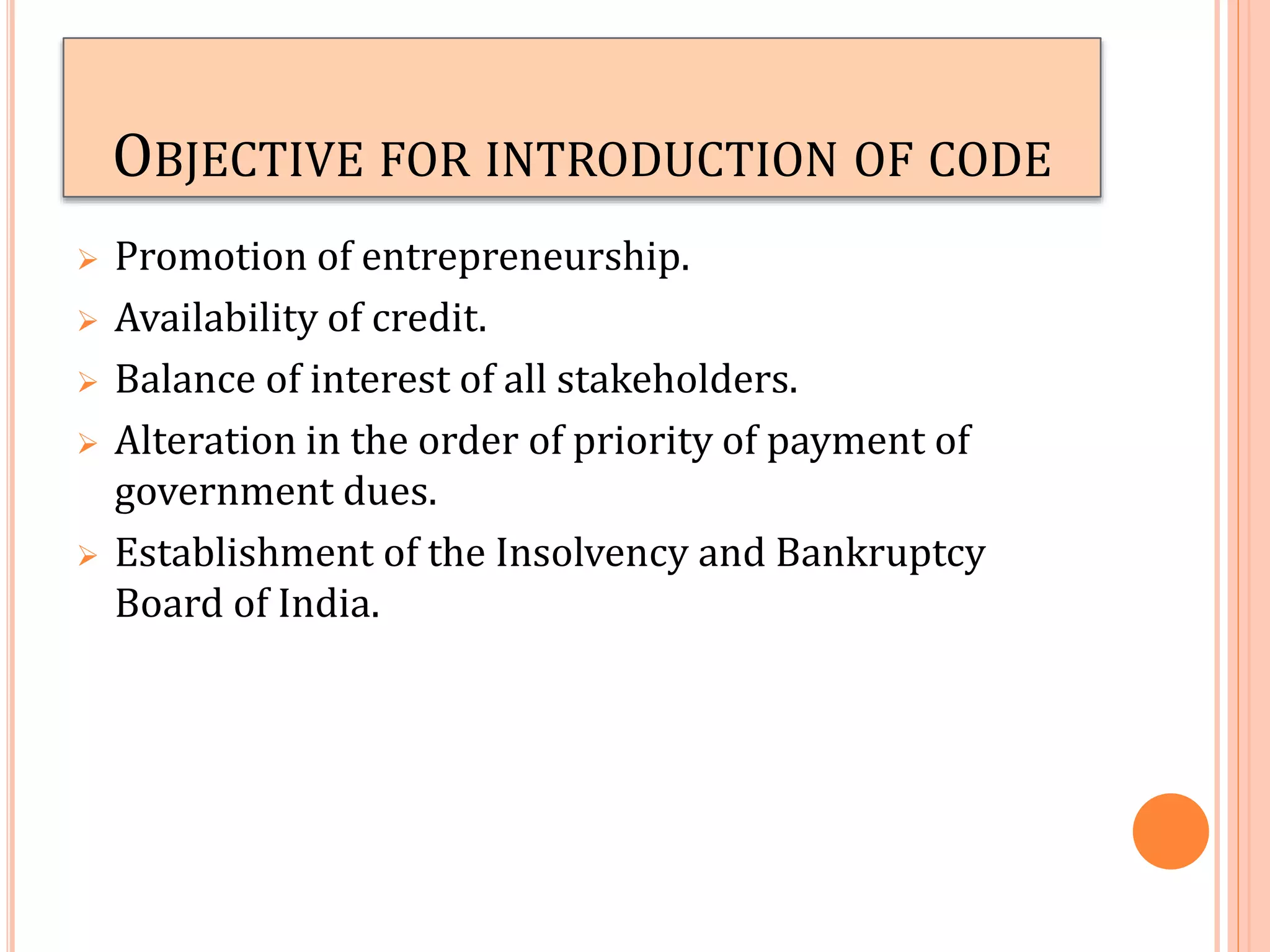 The insolvency and bankruptcy code,2016 | PPTX