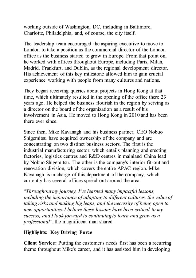 The Inspirational Journey of Mike Kavanagh: A Tale of Efforts and ...