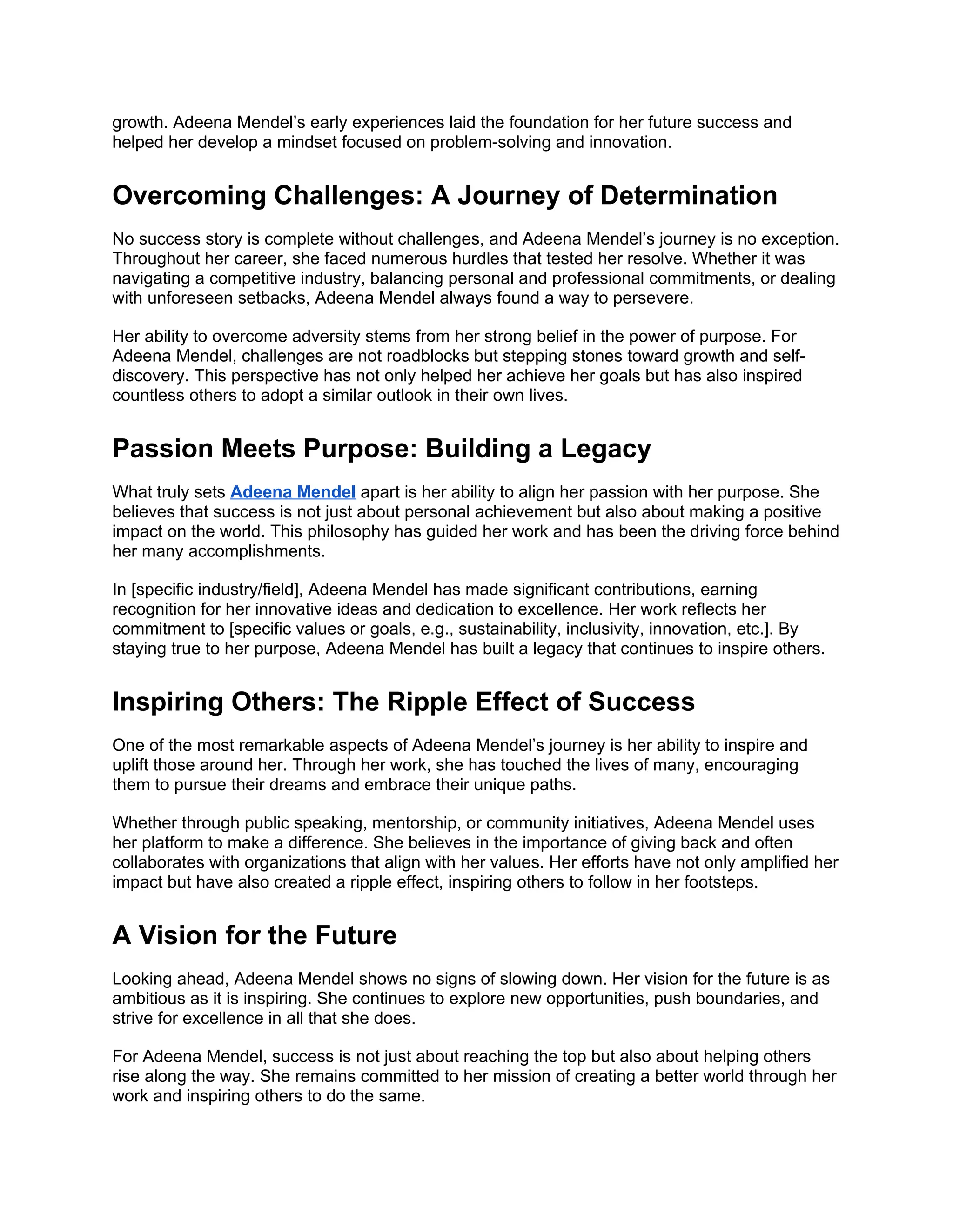 The Inspiring Journey of Adeena Mendel: A Story of Passion and Purpose ...