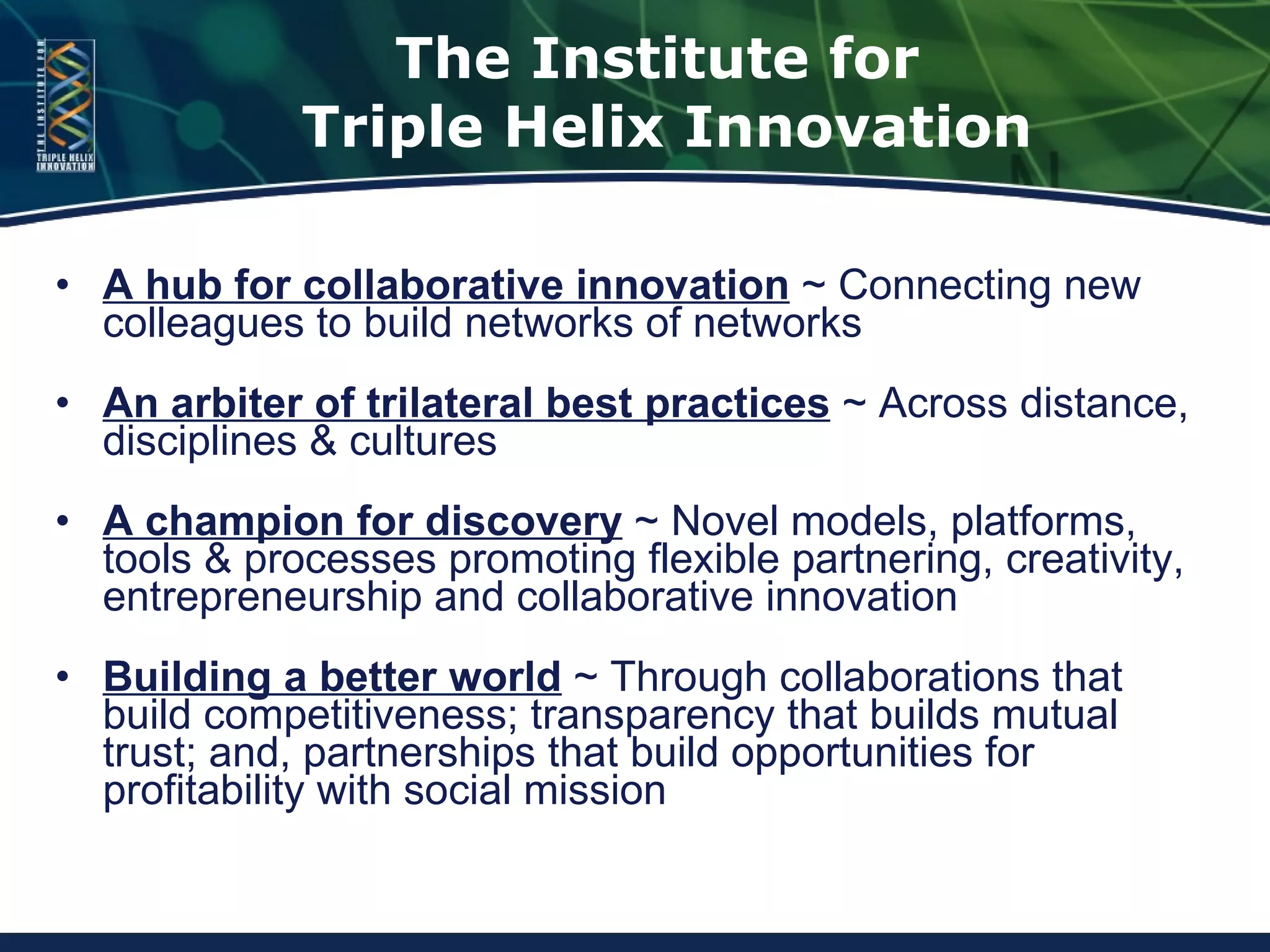 The Institute For Triple Helix Innovation | PPT