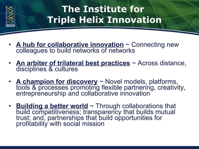 The Institute For Triple Helix Innovation | PPT