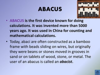 Early computers, history , and its types (The institute of chartered ...