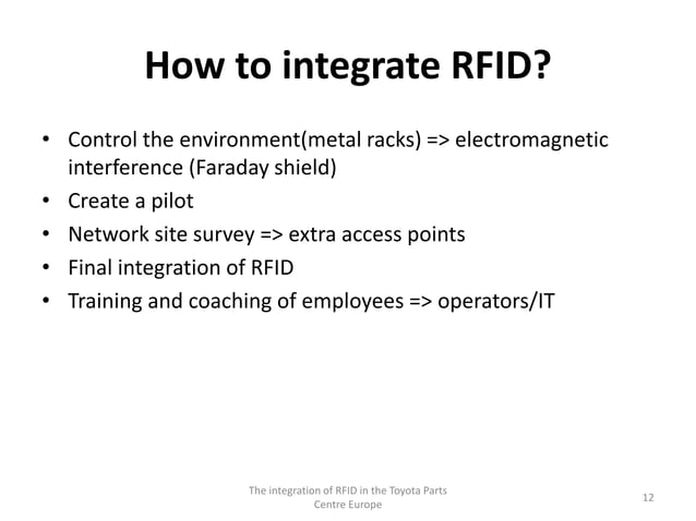 RFID integration at Toyota Parts Centre Europe | PPSX | Automotive ...