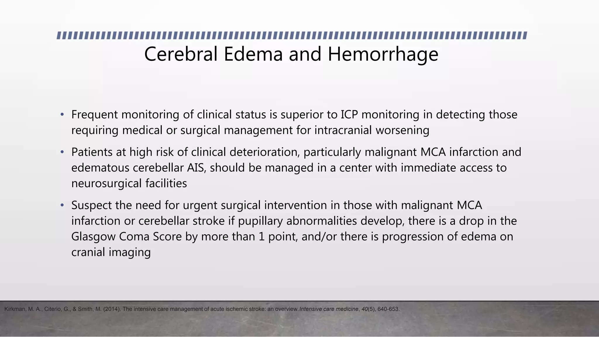 The Intensive Care Management of Acute Ischemic Stroke | PPTX