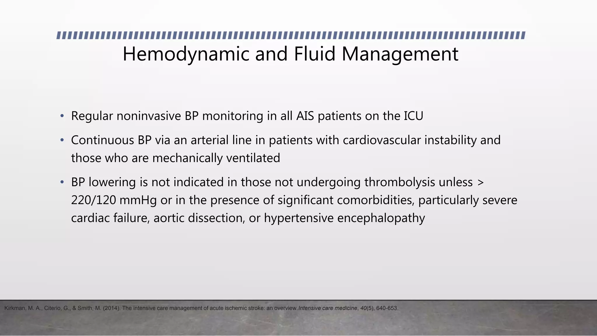 The Intensive Care Management of Acute Ischemic Stroke | PPTX