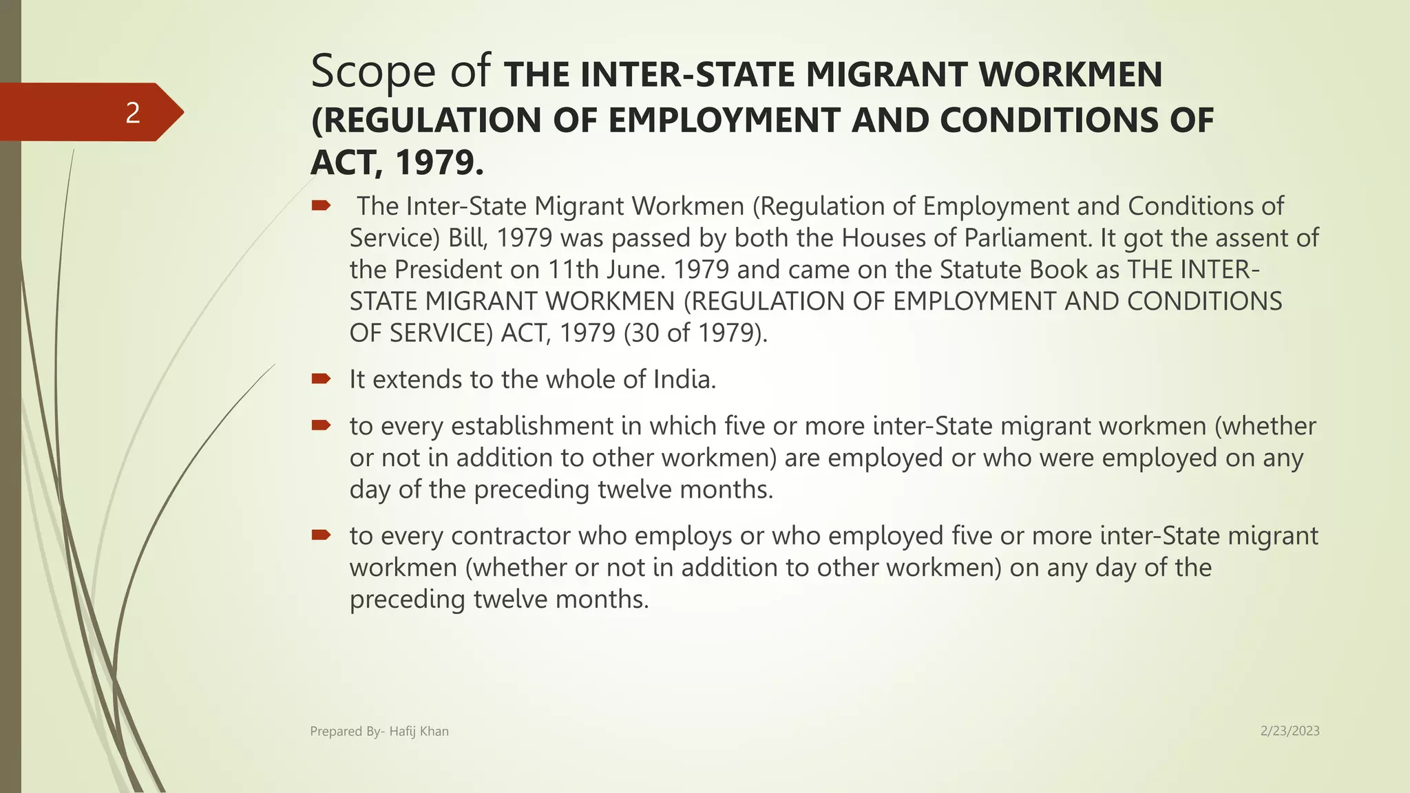 THE INTER-STATE MIGRANT WORKMEN (REGULATION OF.pptx