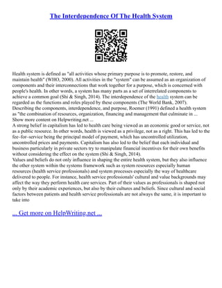 The Interdependence Of The Health System | PDF