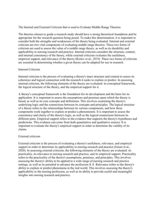 The Internal and External Criticism that is used to Evaluate Middle Ra.docx