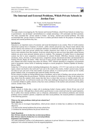 The internal and external problems, which private schools in jordan ...